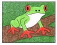 Easy How to Draw a Tree Frog and Tree Frog Coloring Page