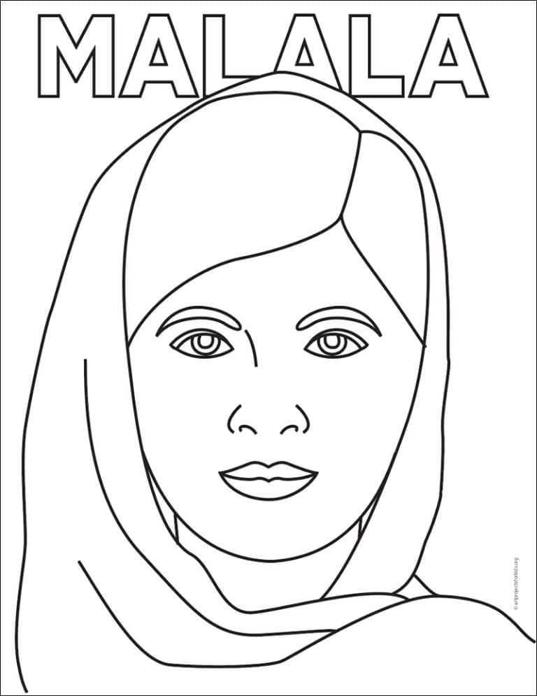How To Draw Malala Tutorial Video And Malala Coloring Page