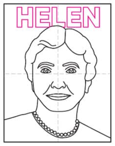 How to Draw Helen Keller: Easy Step-by-Step Art Lesson for Kids