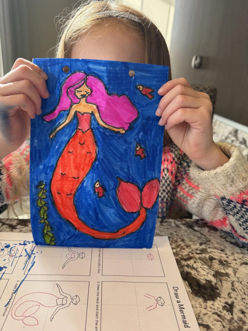 How to Draw a Mermaid Easy, Step-by-Step Art Lesson for Kids