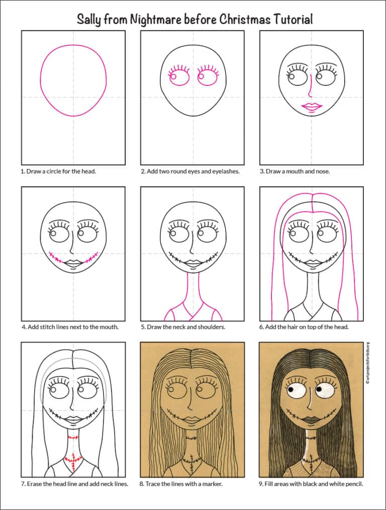How to Draw Sally from Nightmare Before Christmas Tutorial Video