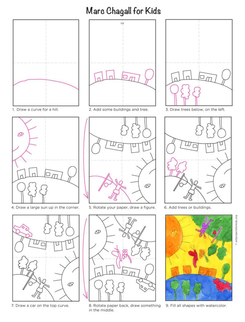 Easy Marc Chagall Inspired Art Lesson for Kids
