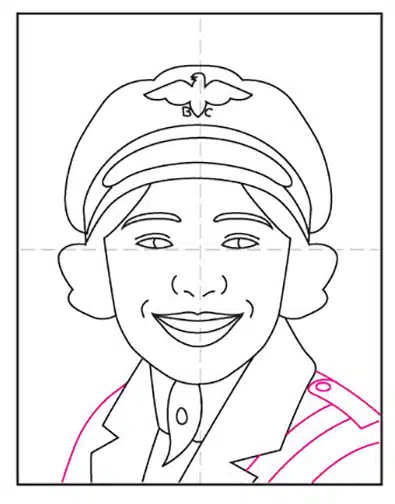 Easy How to Draw Bessie Coleman and Coloring Page