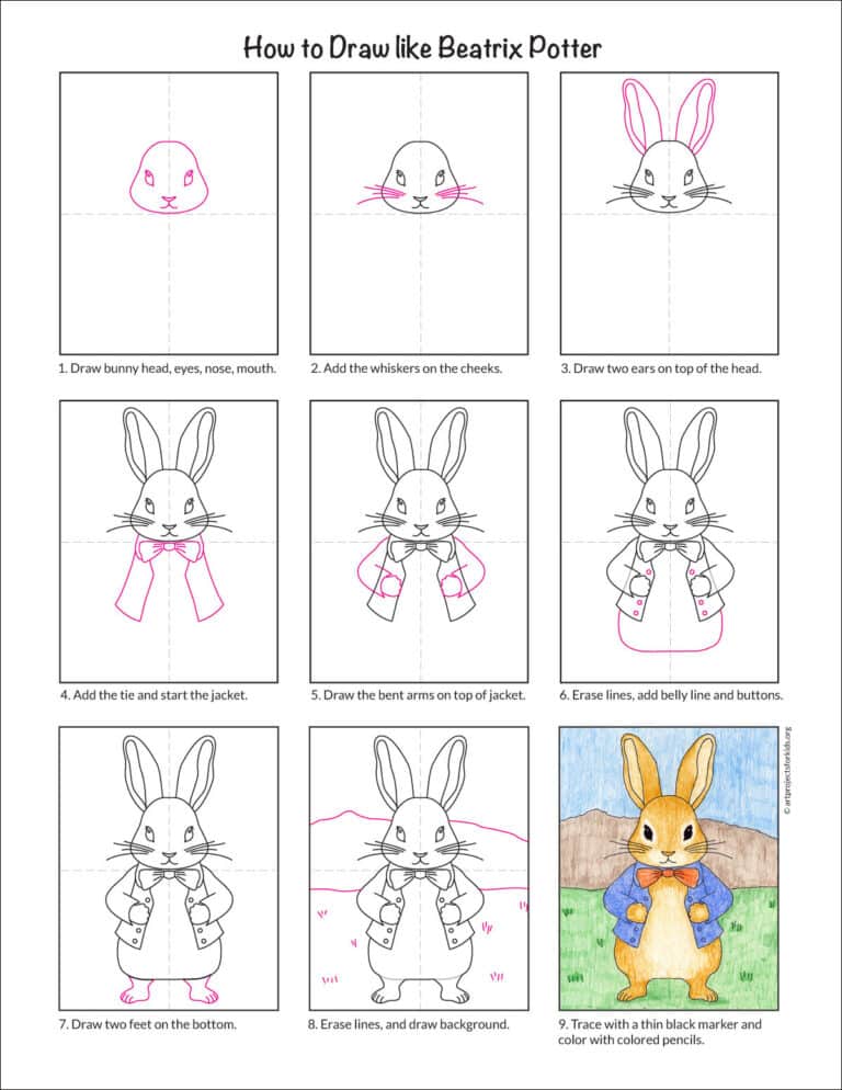 Easy How to Draw like Beatrix Potter and Coloring Page
