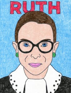 Easy How to Draw Ruth Bader Ginsburg and Coloring Page