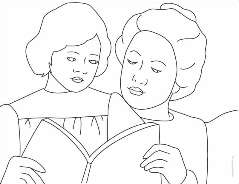 How to Draw like Mary Cassatt Tutorial and Cassatt Coloring Page