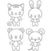 Easy How to Draw Kawaii Animals and Kawaii Coloring Page