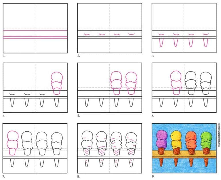 Draw Ice Cream Cones like Wayne Thiebaud Tutorial