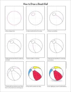 How to Draw a Beach Ball Tutorial and Beach Ball Coloring Page