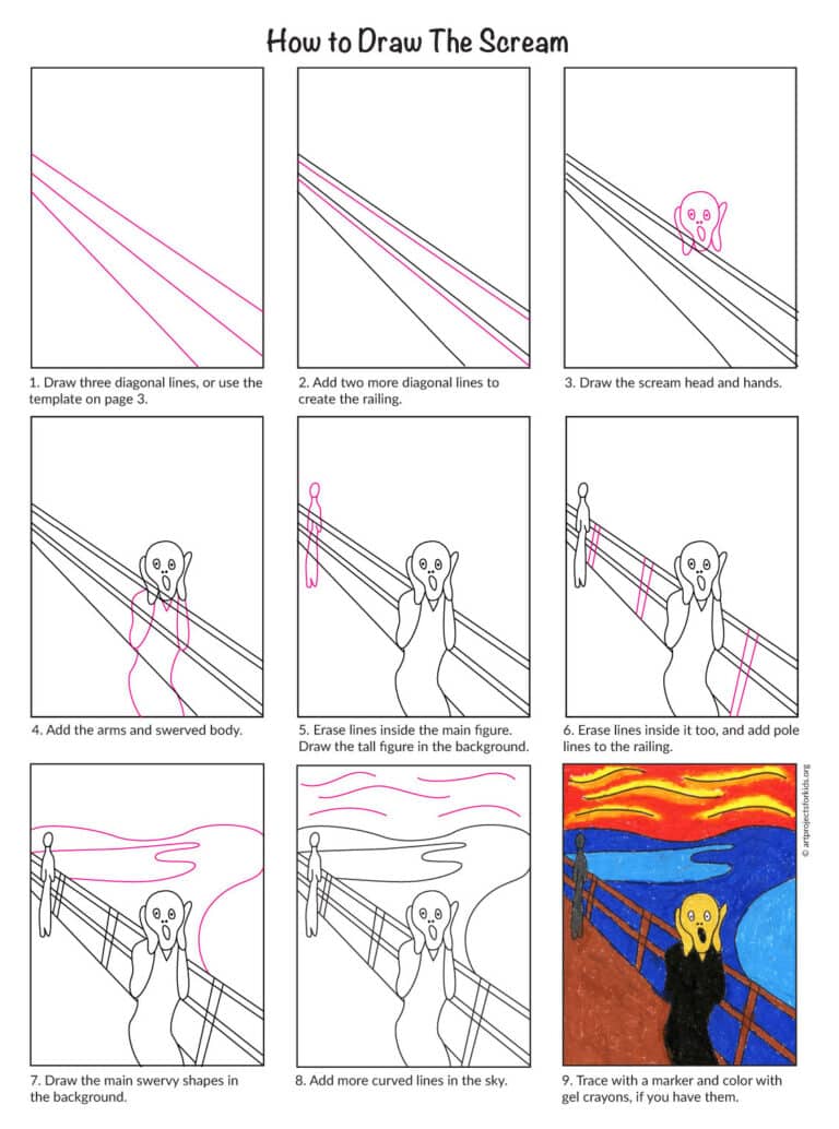 2 Easy Scream Drawing and Painting Projects: Step-by-Step Art Lessons ...