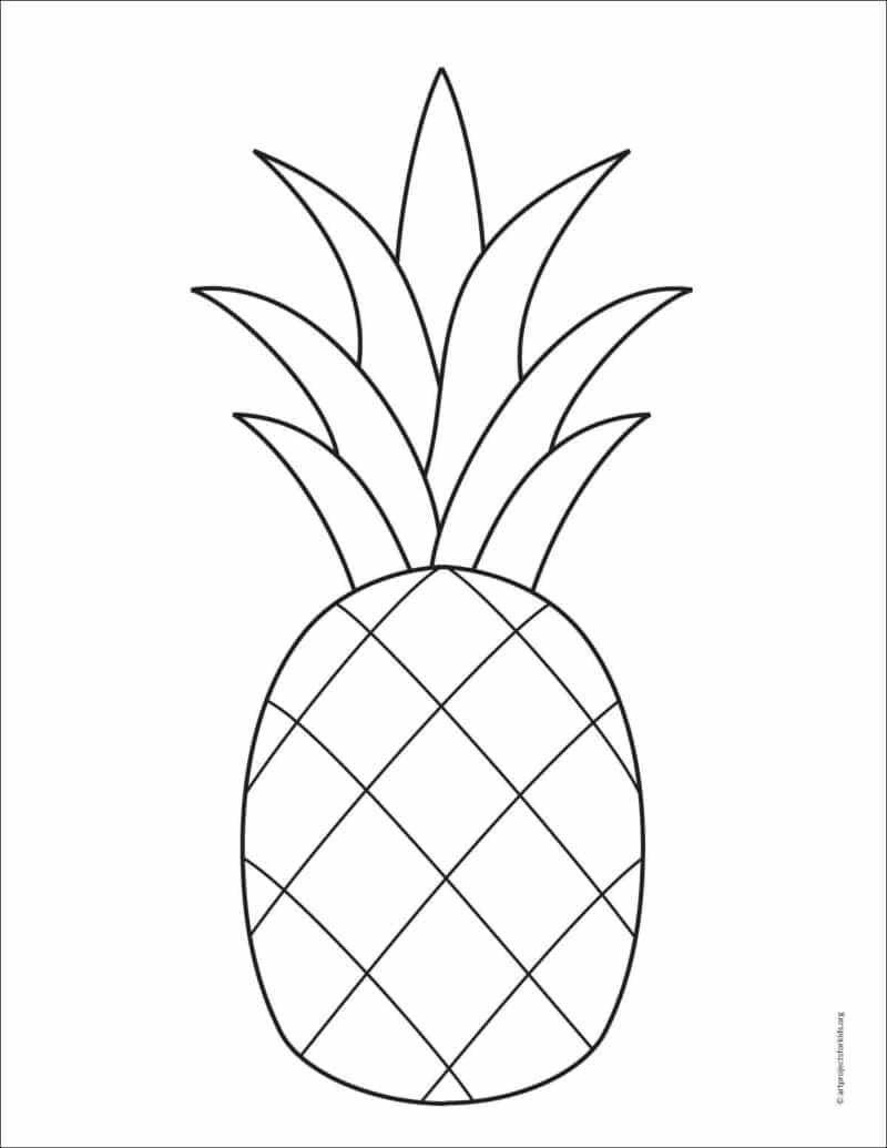 The best way to Draw a Pineapple: Simple Step-by-Step Drawing - Artshow24
