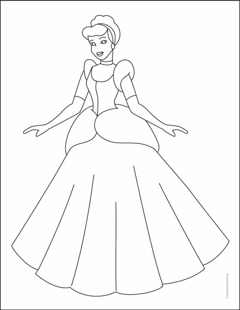 How to Draw Cinderella: Easy Step-by-Step Art Lesson for Kids