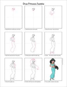 How to Draw Princess Jasmine: Easy Step-by-Step Art Lesson for Kids