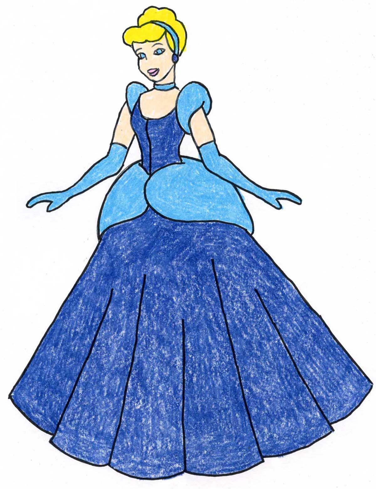 How To Draw Cinderella Easy Step by Step Art Lesson For Kids