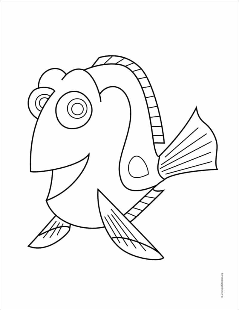 How to Draw Dory from Finding Nemo: Easy Step-by-Step Art Lesson