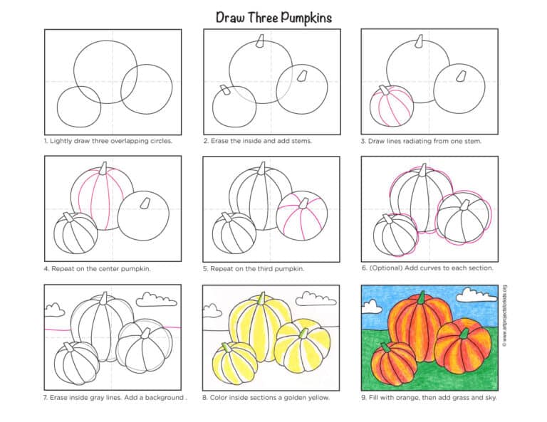 How to Draw a Pumpkin: Easy Step-by-Step Art Lesson for Kids