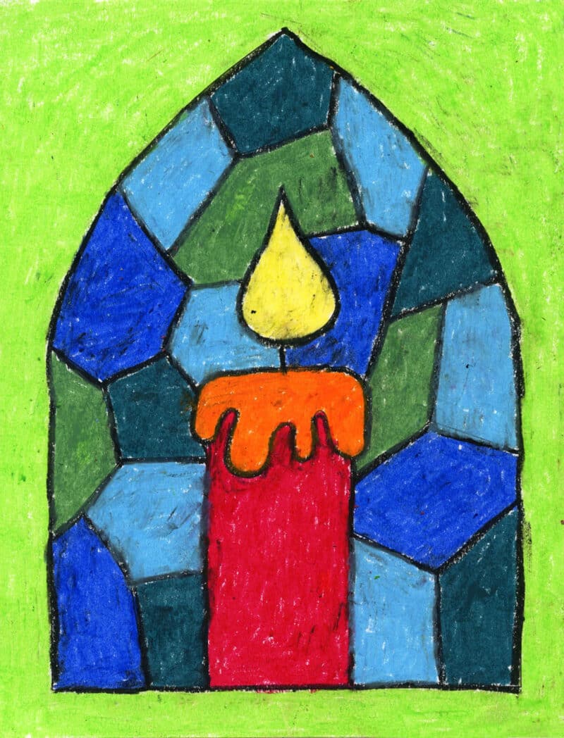 Easy How to Draw a Candle Tutorial and Candle Coloring Page