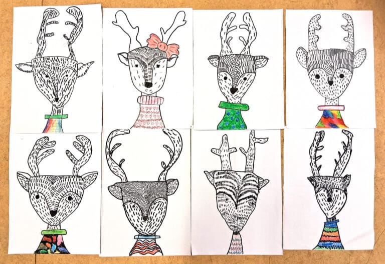 How to Draw a Reindeer Face: Easy Step-by-Step Art Lesson for Kids