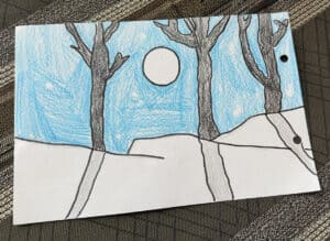 Winter Landscape Drawing for Kids: Easy Seasonal Scenery Art Idea
