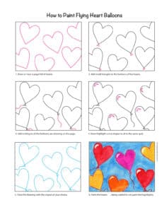 Easy Valentine Painting Project: Flying Heart Balloons