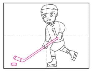 How to Draw an Ice Hockey Player with Stick: Step-by-Step Art Lesson ...
