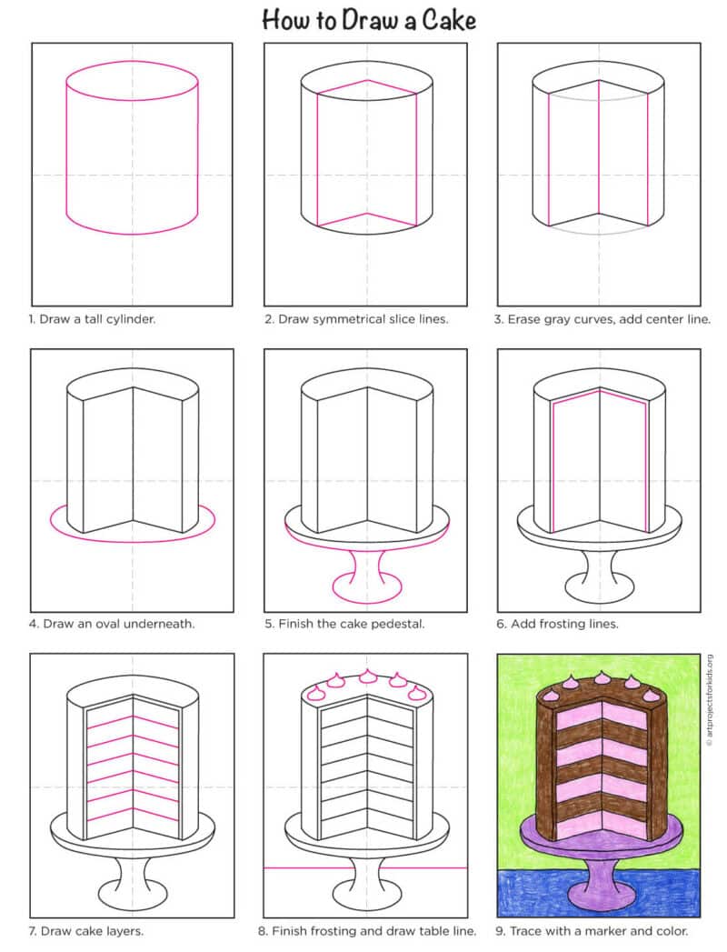 How to Draw a Cake: Easy Step-by-Step Art Lesson for Kids