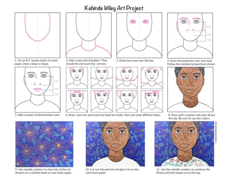 Kehinde Wiley Easy Art Self Portrait & Background Patterns for Kids