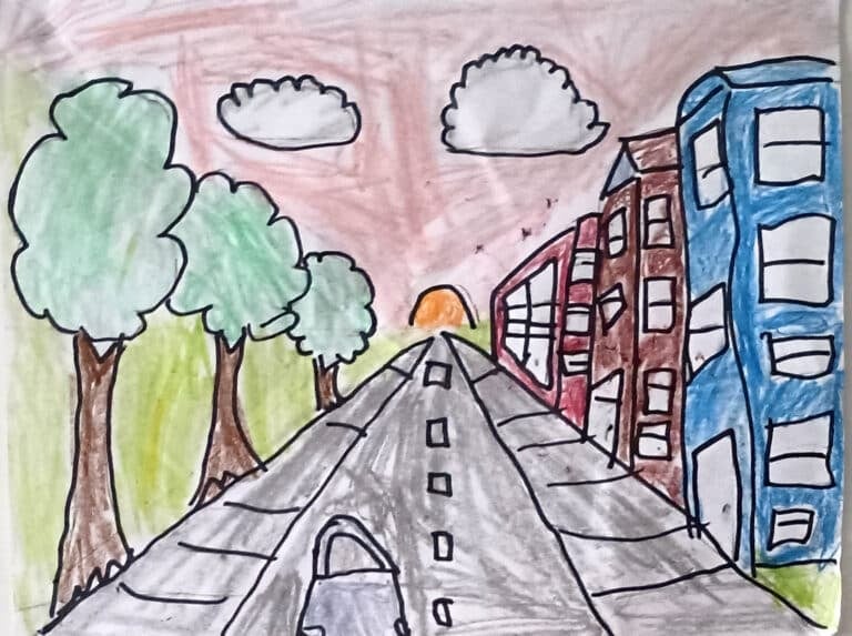 Easy Tutorial for a City with One Point Perspective Drawing