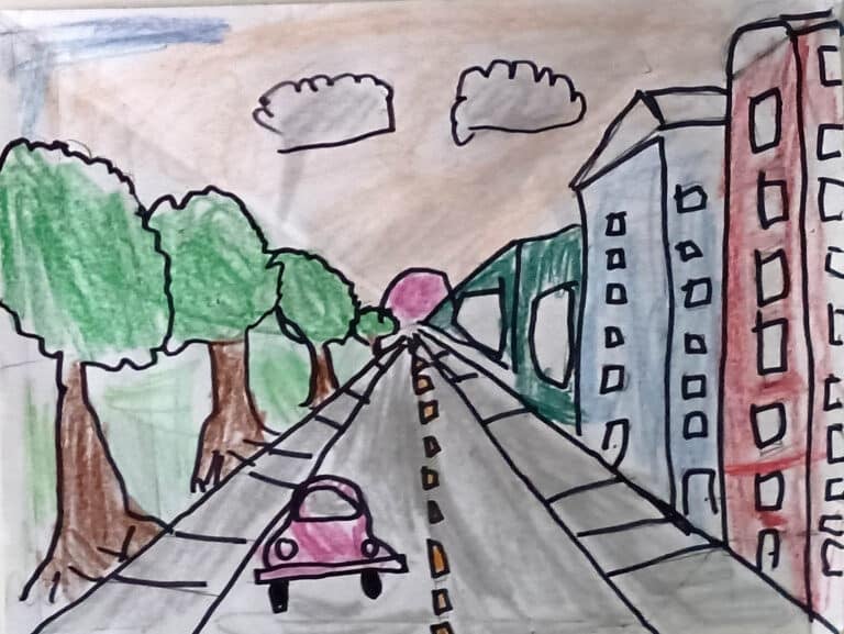 Easy Tutorial for a City with One Point Perspective Drawing