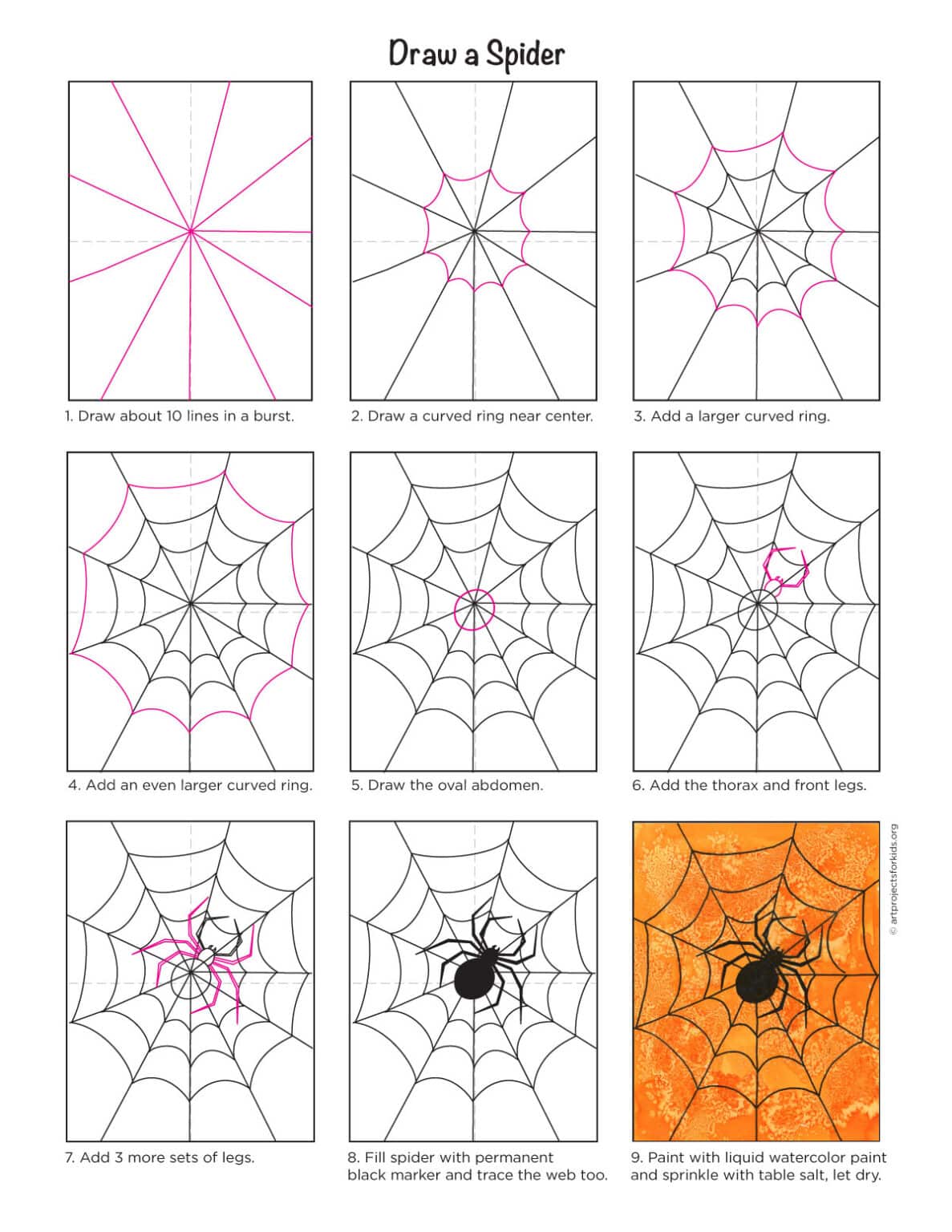 Easy How to Draw a Spider Tutorial