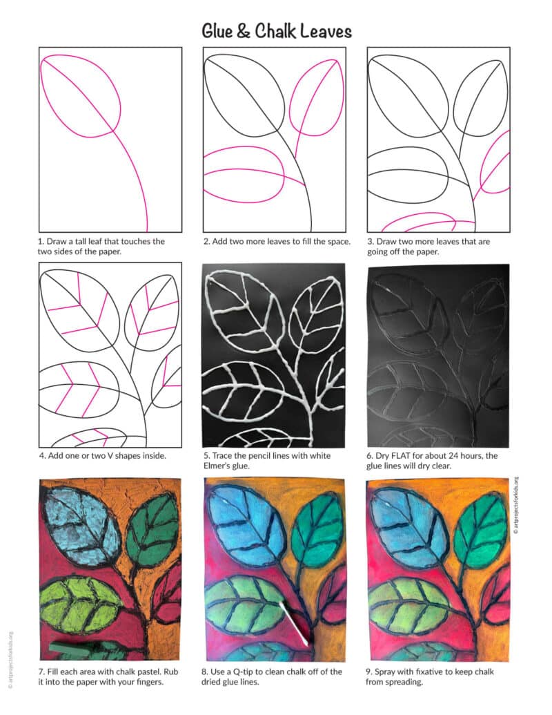 Chalk and Glue Leaves · Art Projects for Kids