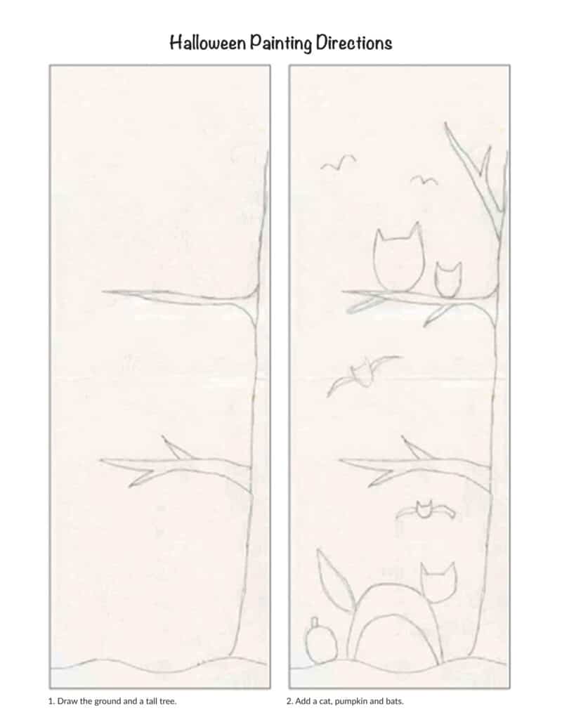 Halloween Painting Idea for Kids: Easy Step-by-Step Art Lesson for ...