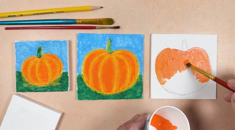 How to Paint a Pumpkin: Easy Acrylic Painting Lesson for Kids
