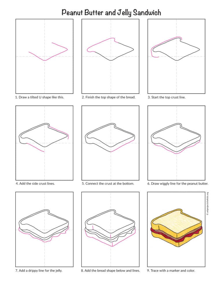Peanut Butter and Jelly Drawing: Easy Art Lesson for Kids
