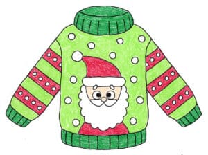 Sweater Drawing Lesson: Easy Ugly Christmas Knit Sweater Art Lesson for ...