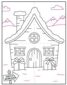 Santa’s Workshop Drawing: Easy Step-by-Step Christmas Art Lesson