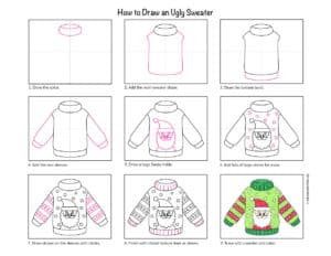 Sweater Drawing Lesson: Easy Ugly Christmas Knit Sweater Art Lesson for ...