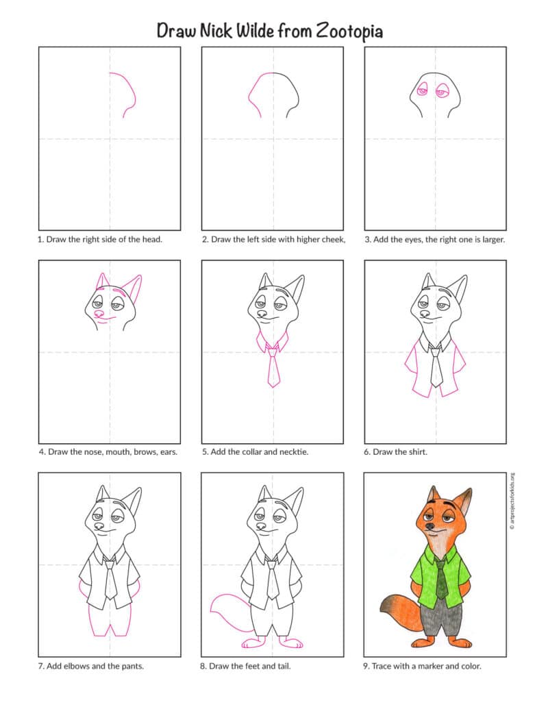 How to Draw Nick Wilde: Easy Zootopia Fox Drawing for Kids