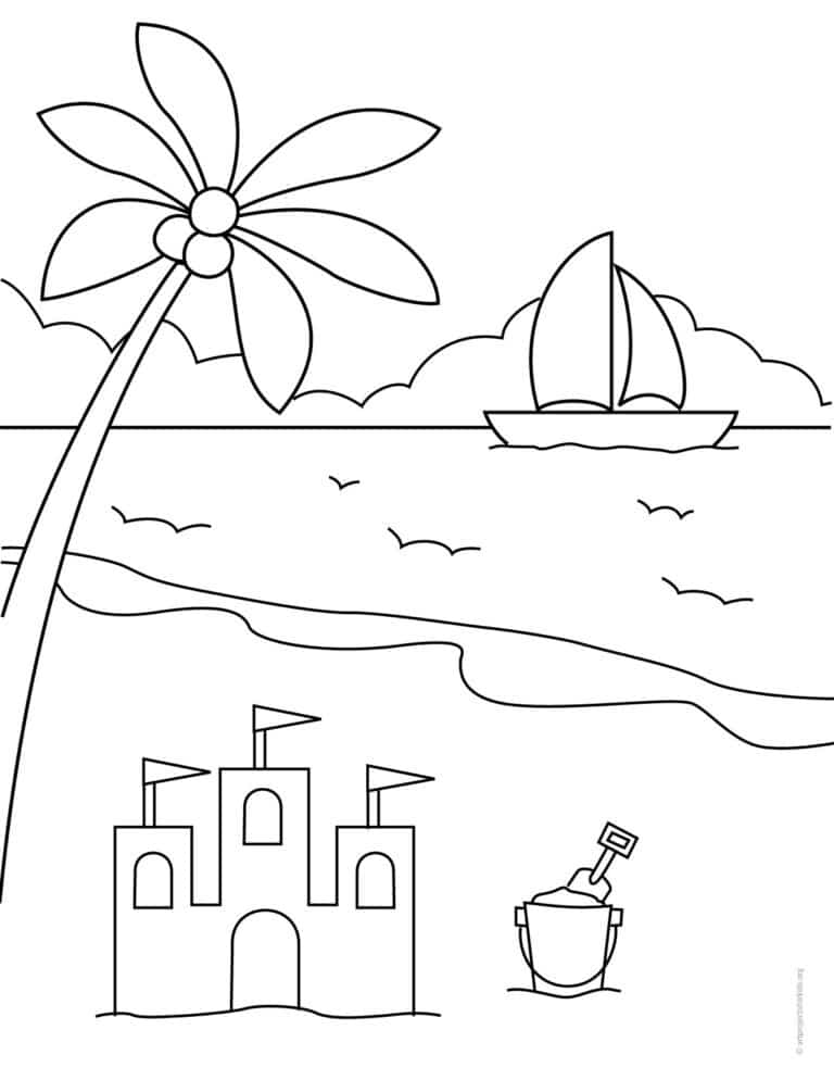 Summer Drawing: Easy Beach Scene Art Lesson for Kids
