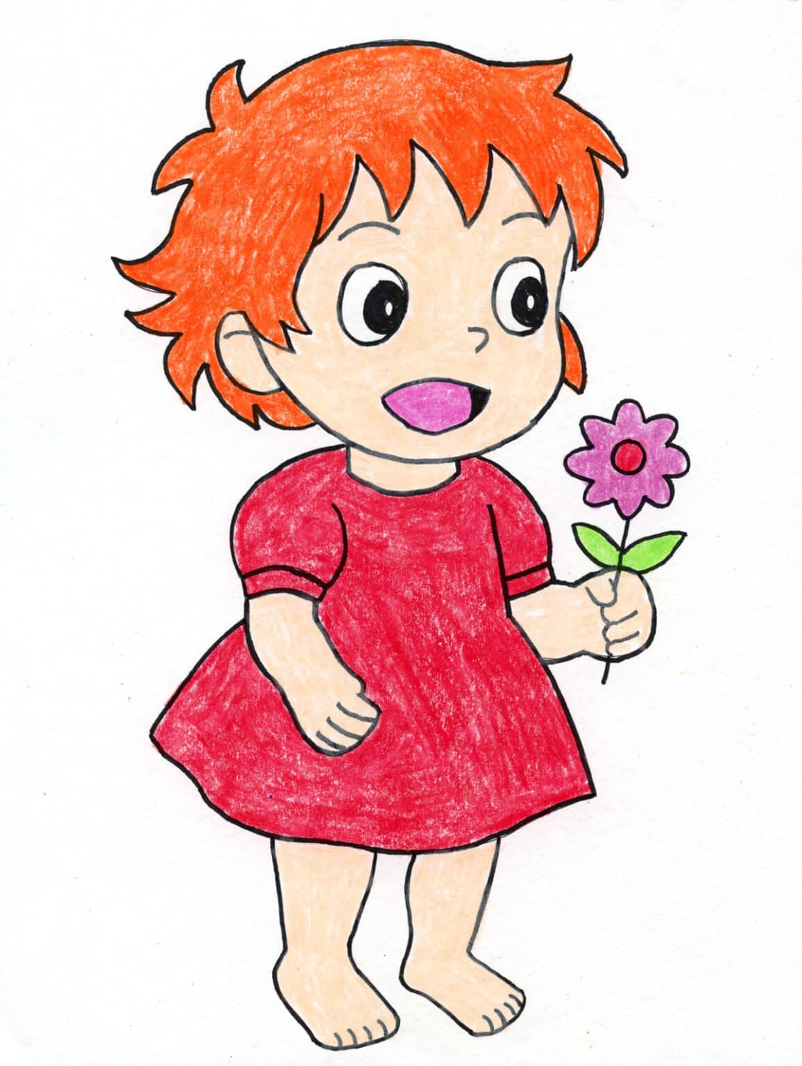 Studio Ghibli Ponyo Drawing: Easy Art Lesson for Kids